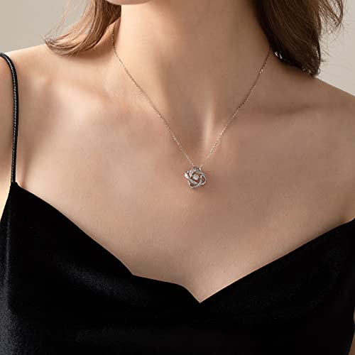 boya Moissanite Diamond Necklaces for Women -18k White Gold Platinum Sterling Silver Necklace, D Color VVS1 Round Pendant Jewelry, Mother's Day Jewelry Gifts for Women Mom/Wife/Sister