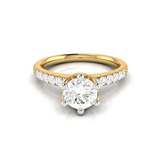 VVS Certified Solitaire Ring with 0.15 Ct Round Natural & 0.39 Ct Center Round Moissanite Diamond in 14k White/Yellow/Rose Gold Engagement Ring for Women | Ceremony Ring for Her (IJ-SI, G-VS2)