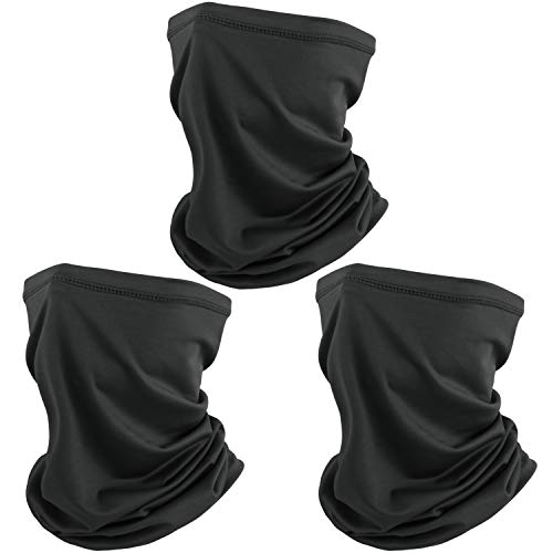 SUNLAND Breathable Gaiter Face Mask Neck Gaiter Scarf Dust Sun Protection Face Cover Windproof Ideal For Running Cycling 3Pack Black