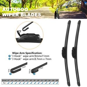 AUTOBOO 26"+ 16" Windshield Wiper Blades Premium All-Seasons OEM Quality Wipers with Durable Stable and Quiet, Pack of 2 (pair for front windshield)