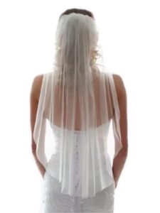 heread 1 tier bride wedding veil short wasit elbow length bridal tulle veils with comb and cut edge (white)