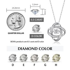 boya Moissanite Diamond Necklaces for Women -18k White Gold Platinum Sterling Silver Necklace, D Color VVS1 Round Pendant Jewelry, Mother's Day Jewelry Gifts for Women Mom/Wife/Sister