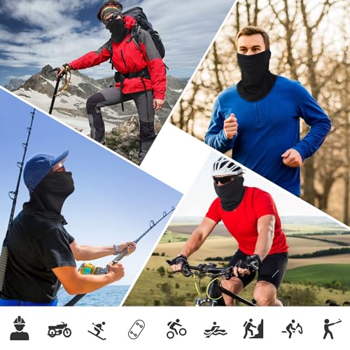 SUNLAND Breathable Gaiter Face Mask Neck Gaiter Scarf Dust Sun Protection Face Cover Windproof Ideal For Running Cycling 3Pack Black