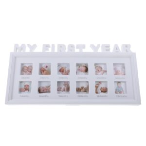 besportble baby first year photo frame 0-12 month baby pictures baby’s first year photo frame newborn growth photo frame keepsake frame baby room decoration