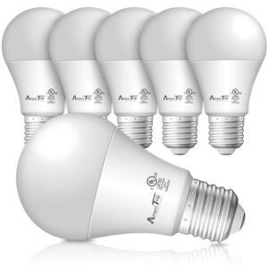 ameritop a19 led light bulbs- 6 pack, efficient 9w(60w equivalent) 830 lumens general lighting bulbs, ul listed, non-dimmable, e26 standard base (5000k daylight)