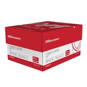 Office Depot Copy Print Paper, 8 1/2in. x 11in., 20 Lb, Bright White, 500 Sheets Per Ream, Case of 3 Reams, 1008