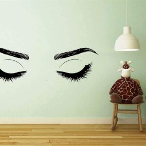 Eyelashes Wall Decal Beautiful Lashes Wall Decor Brows Beauty Salon Studio Eyebrows Wall Sticker Art Posters LC1346 (Black)