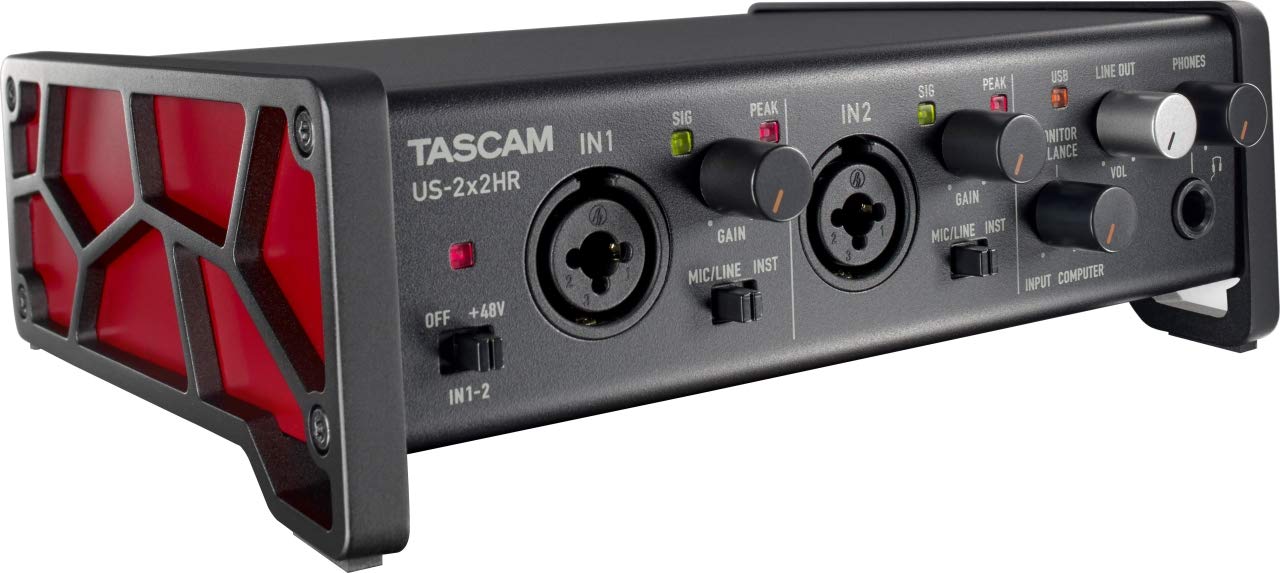 Tascam US-2x2HR 2 Mic 2IN/2OUT High Resolution Versatile USB Audio Interface for Recording, Streaming, Podcasting, Songwriting