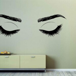 Eyelashes Wall Decal Beautiful Lashes Wall Decor Brows Beauty Salon Studio Eyebrows Wall Sticker Art Posters LC1346 (Black)