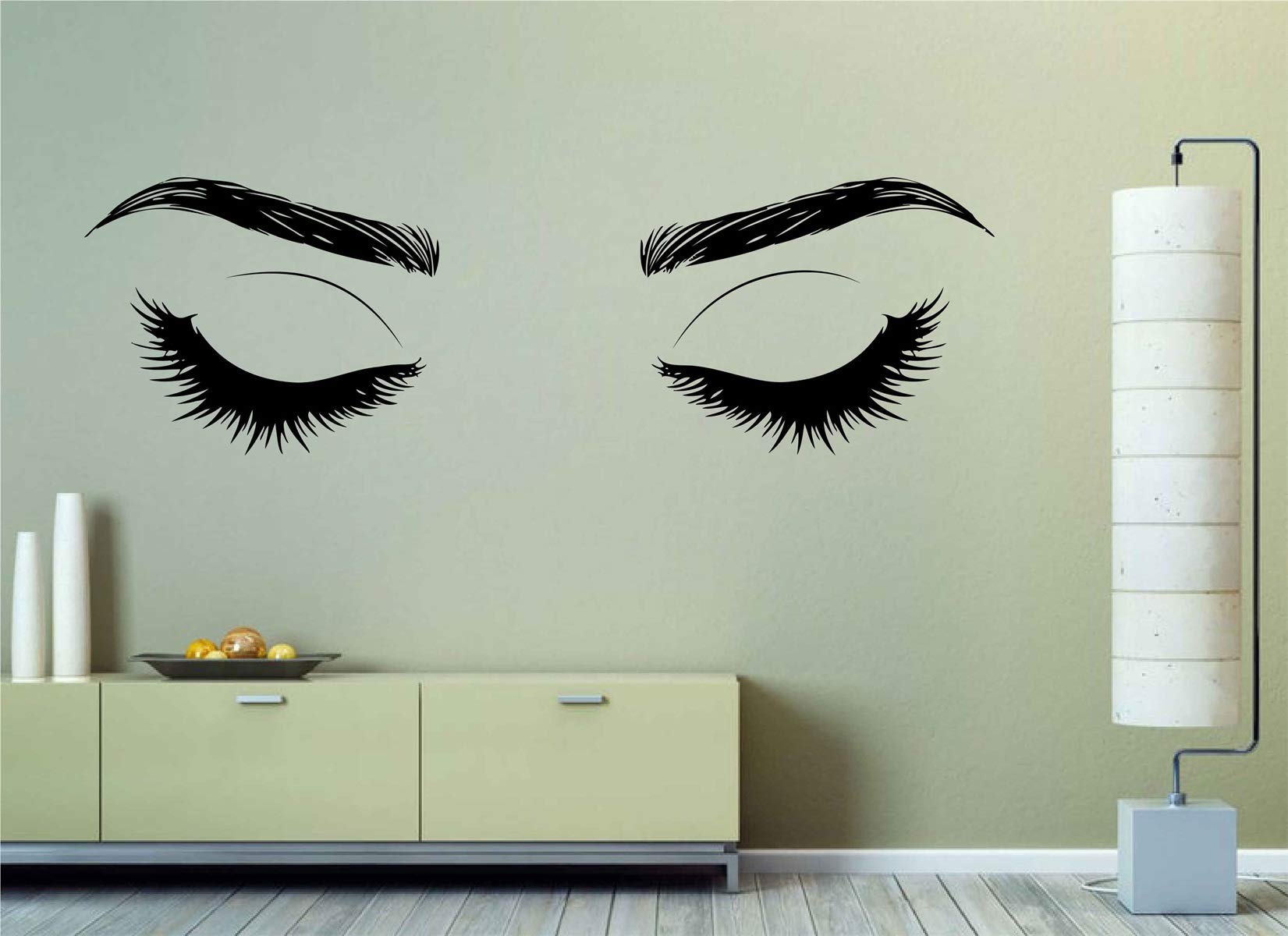 Eyelashes Wall Decal Beautiful Lashes Wall Decor Brows Beauty Salon Studio Eyebrows Wall Sticker Art Posters LC1346 (Black)