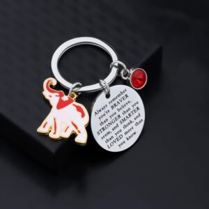 WSNANG Sorority Gift Finer Women Keychain Greek Sorority Jewelry Braver Stronger Smarter Than You Think Keychain (Red elephant Always)