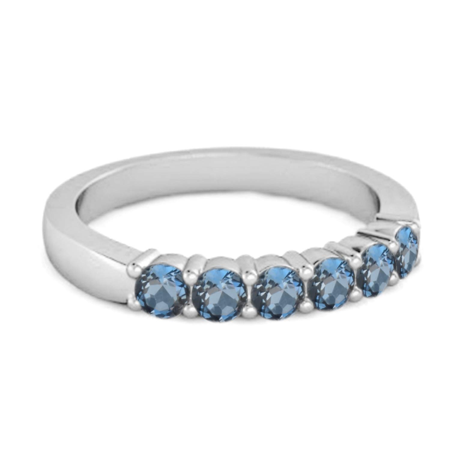 Shine Jewel Multi Choice Your Gemstone Richfeel Band Half Eternity 0.12 Cts 925 Sterling Silver Stacking Ring (7, london-blue-topaz)