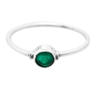 koral jewelry created emerald round stone delicate ring 925 sterling silver vintage tribal gipsy boho look (10)