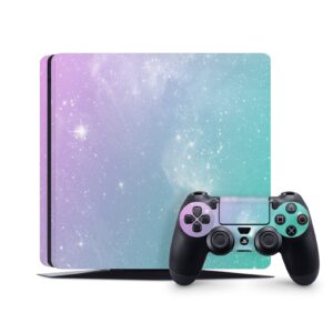 zoomhitskins compatible for ps 4, cosmos universe ombre degrade star system wrap sunlight rose, durable & fit vinyl, made in the usa