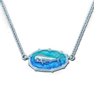 guy harvey jewelry dolphinfish, mahi - ladie's necklace with enamel crafted in sterling silver