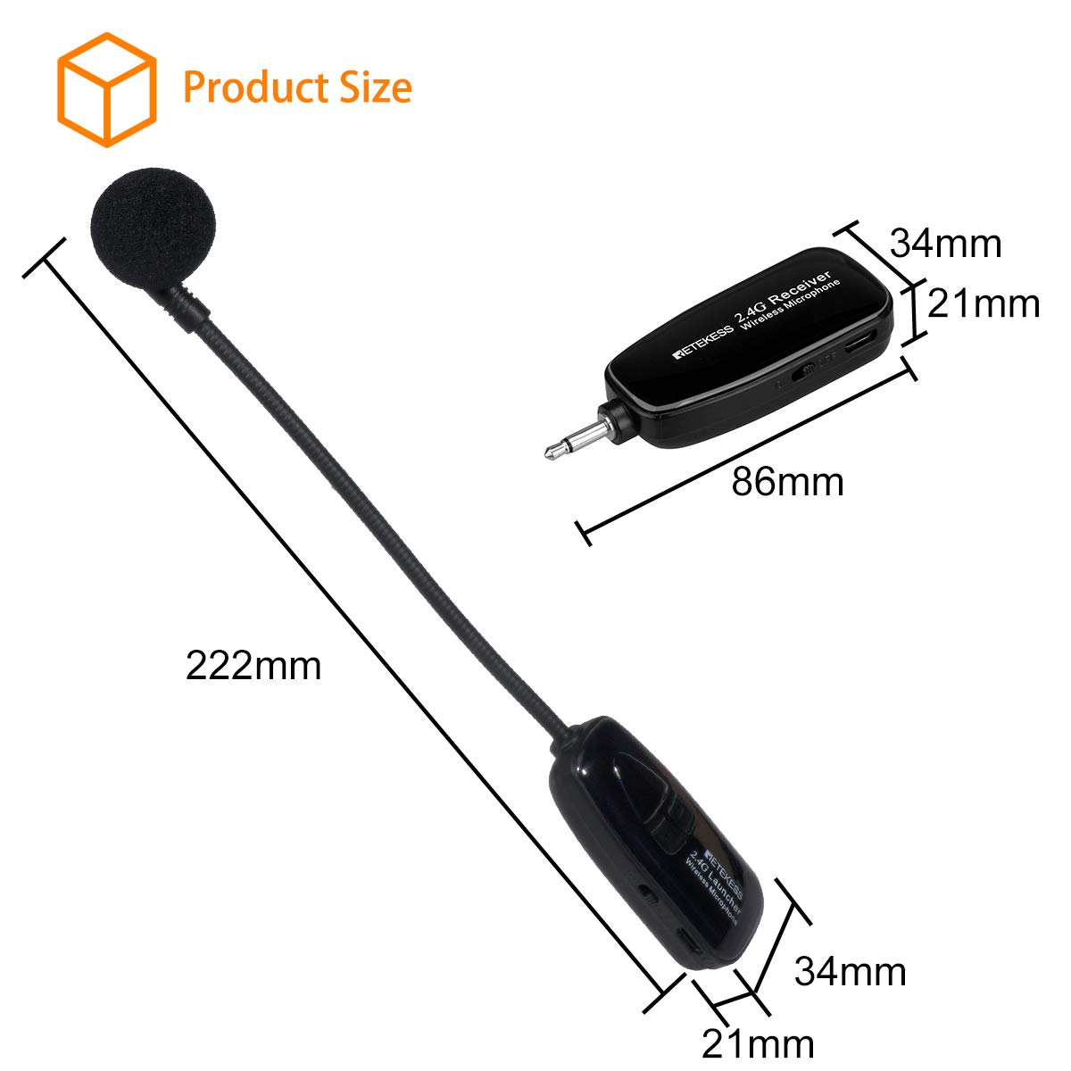 Retekess TT123 Wireless Microphone Headset,2.4G Wireless Headset Mic System,164ft,Headset and Handheld 2 in 1,for Tour Guide,System,Voice Amplifier,Window Speaker,PA System(Incompatible Phone,Laptop)