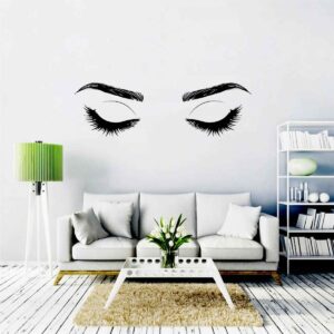 Eyelashes Wall Decal Beautiful Lashes Wall Decor Brows Beauty Salon Studio Eyebrows Wall Sticker Art Posters LC1346 (Black)