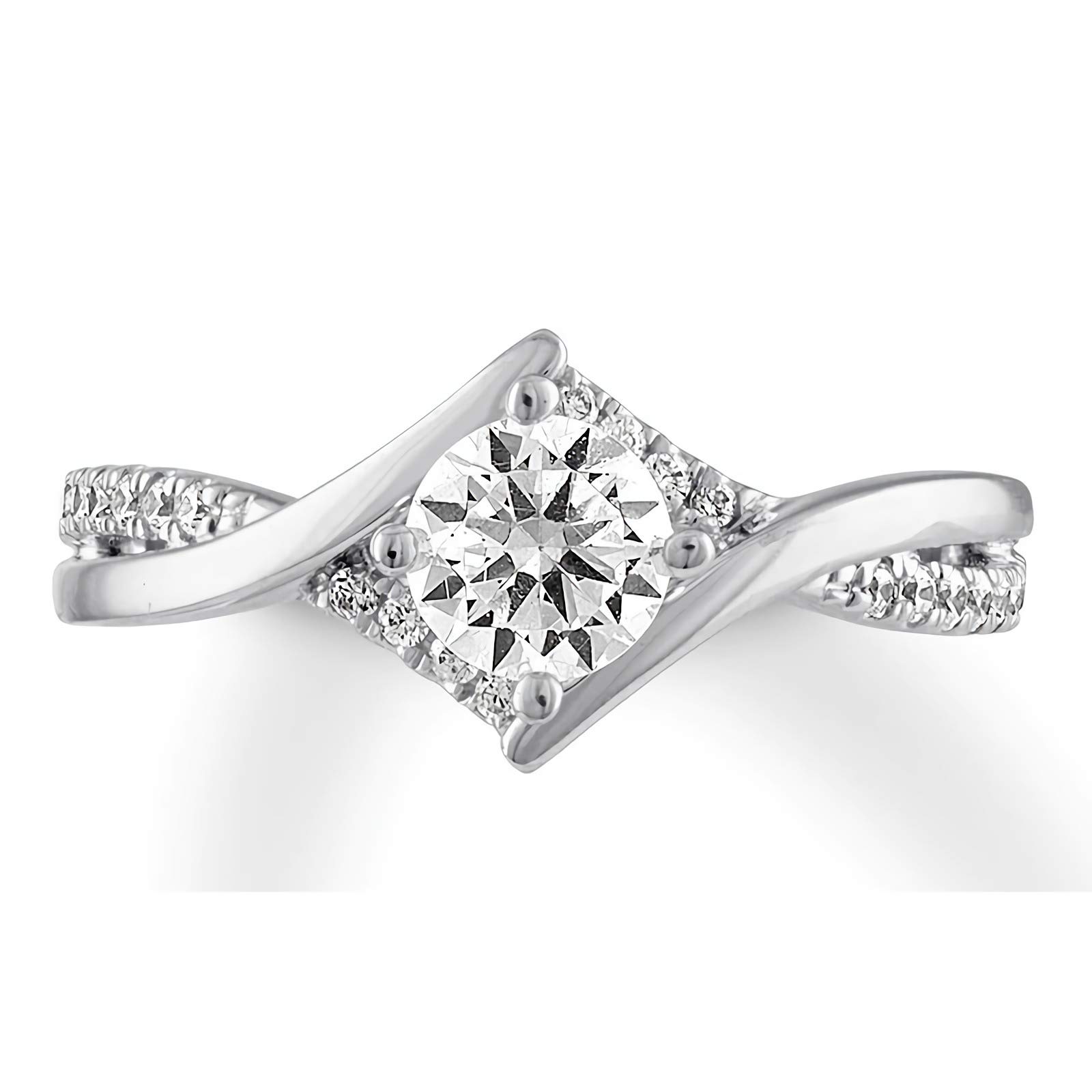 VOLVIROS Engagement Ring 1.0 CT Moissanite Engagement Rings for Women Platinum Plated Silver Size 4.5