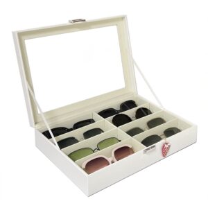 unionbasic 8-slot sunglasses glasses organizer collector storage case, croco white