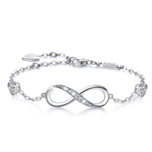 billie bijoux 925 sterling silver infinity womens bracelet white gold plated love symbol charm adjustable small bracelet