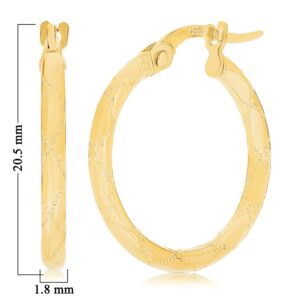 Italian 14k Yellow Gold Polished Twisted Snare Design Thin Hollow Hoop Earrings