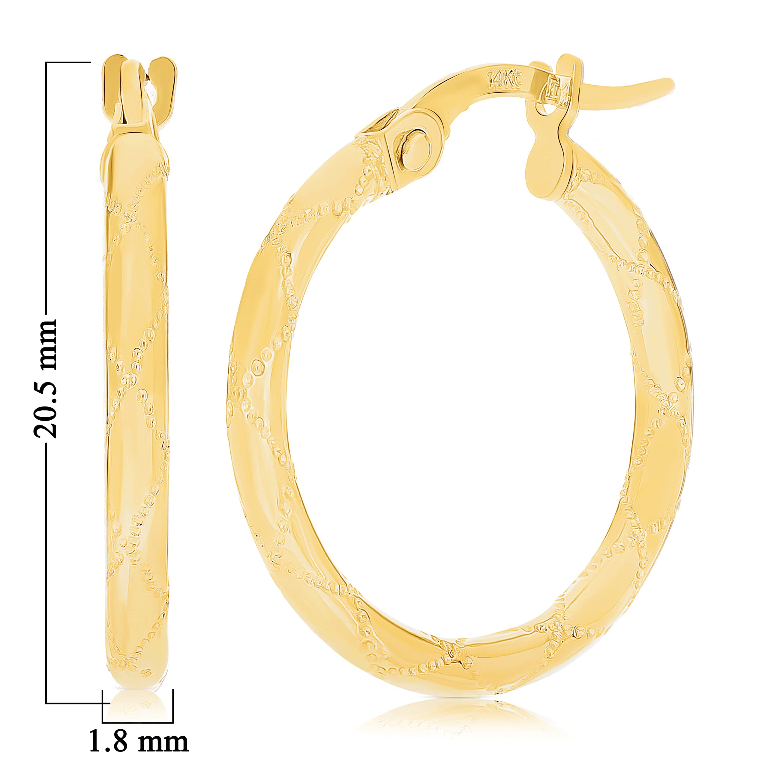 Italian 14k Yellow Gold Polished Twisted Snare Design Thin Hollow Hoop Earrings