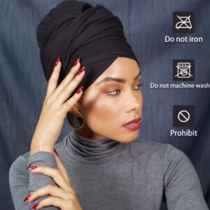 12 Pieces Head Wrap Scarf Stretch Jersey Turban Extra Long Ultra Soft Urban Headwraps for Women Solid Color African Headwear Headband Tie (Set 01)