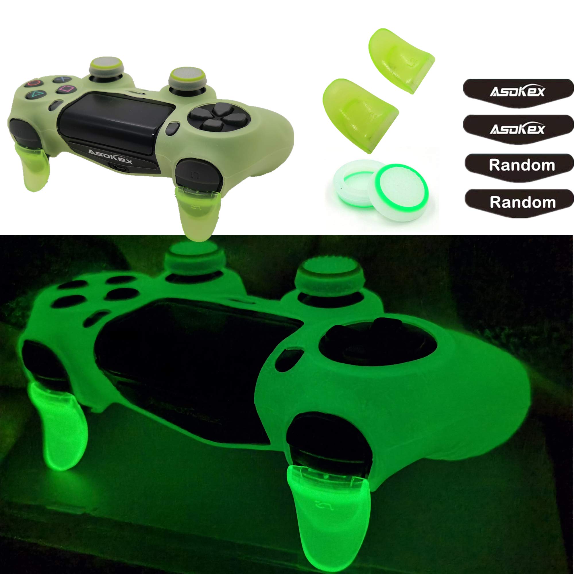 Ps4 Controller Skin Silicone Case Grip Glow in Dark Protective Cover for PS4/slim/Pro Dualshock 4 Controller(Glow Green)