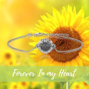 ONEFINITY Sunflower Urn Bracelet for Ashes 925 Sterling Silver Sunflower Cremation Keepsake Pendant Locket Bracelet for Women Mom