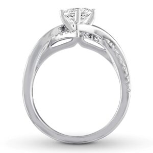 VOLVIROS Engagement Ring 1.0 CT Moissanite Engagement Rings for Women Platinum Plated Silver Size 4.5