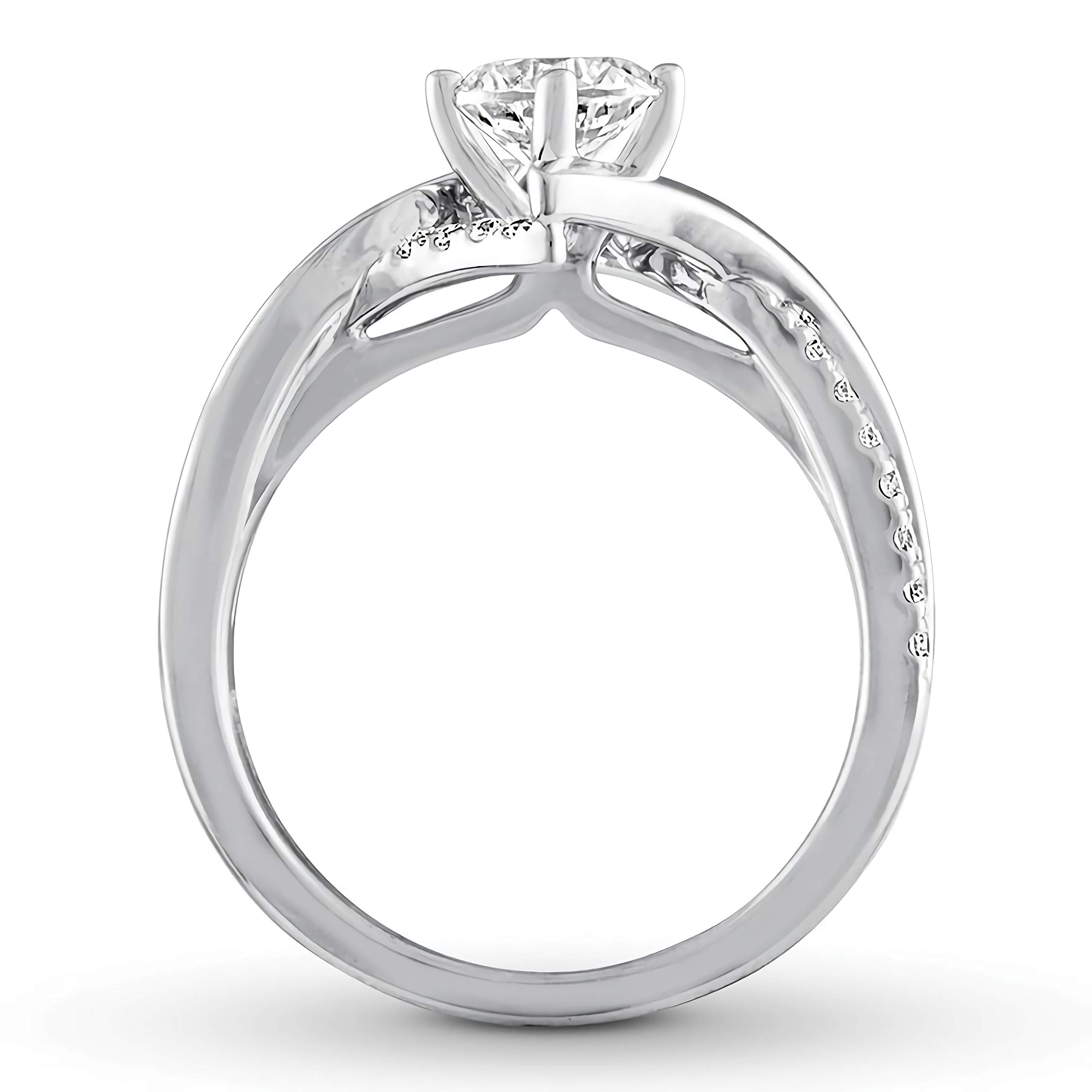 VOLVIROS Engagement Ring 1.0 CT Moissanite Engagement Rings for Women Platinum Plated Silver Size 4.5