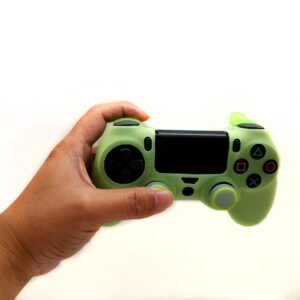 Ps4 Controller Skin Silicone Case Grip Glow in Dark Protective Cover for PS4/slim/Pro Dualshock 4 Controller(Glow Green)