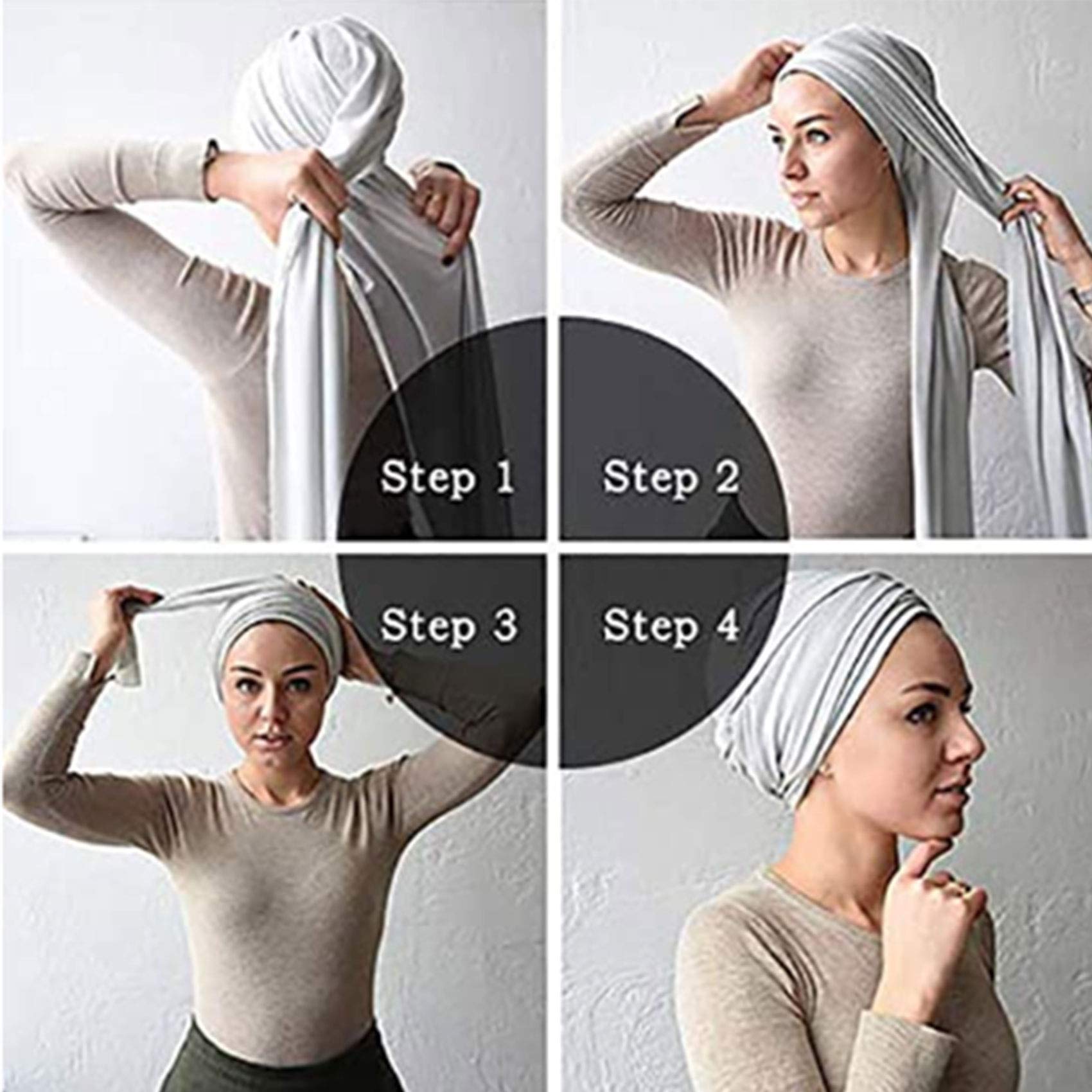 12 Pieces Head Wrap Scarf Stretch Jersey Turban Extra Long Ultra Soft Urban Headwraps for Women Solid Color African Headwear Headband Tie (Set 01)