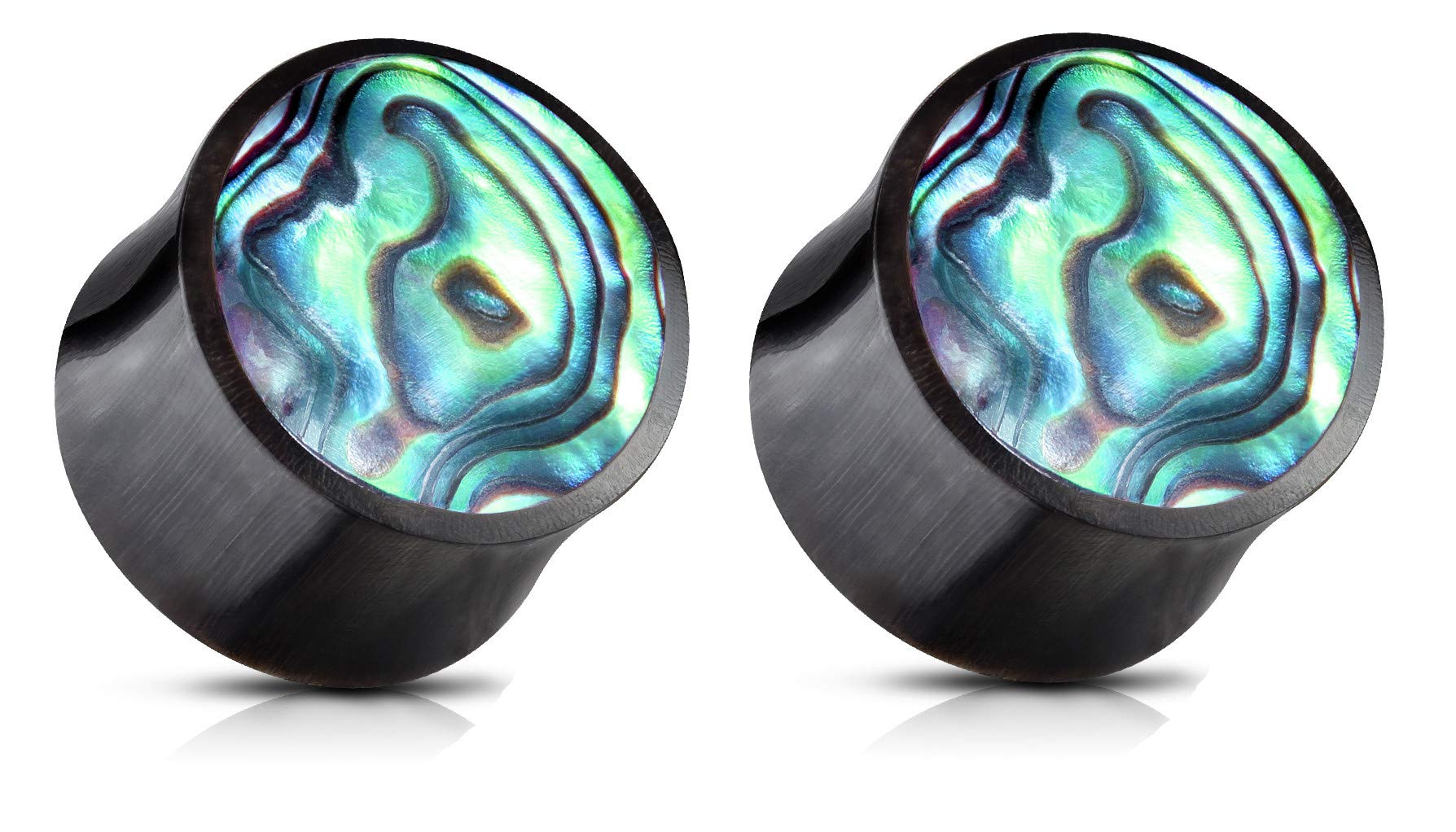 ZAYA BODY JEWELRY Pair Abalone Shell Organic Buffalo Plugs Ear Gauges 2g 0g 00g 7/16 1/2 9/16 5/8 3/4 inch (2g 6mm)