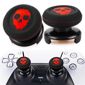 playrealm fps thumbstick extender & printing rubber silicone grip cover 2 sets for ps5 dualsenese & ps4 controller (ghost red)