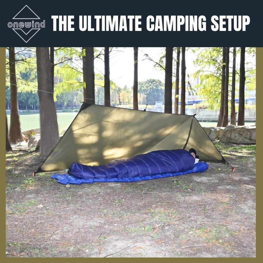 onewind Topquilt, Warm Topquilt Poncho Sleeping Bag Dupont Sorona Over Quilt with Footbox Lightweight and Portable for Camping, Backpacking, Hiking, Navy Blue