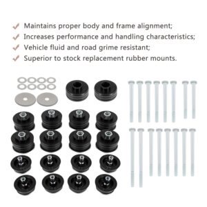 KF04060BK Body Mount Bushing Kit for Ford Super Duty F250 F350 2008-2016 2WD 4WD Polyurethane Body Cab Mounts Steel Sleeves and Hardware Black