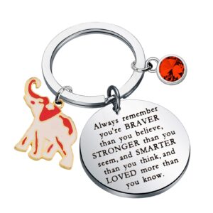 wsnang sorority gift finer women keychain greek sorority jewelry braver stronger smarter than you think keychain (red elephant always)