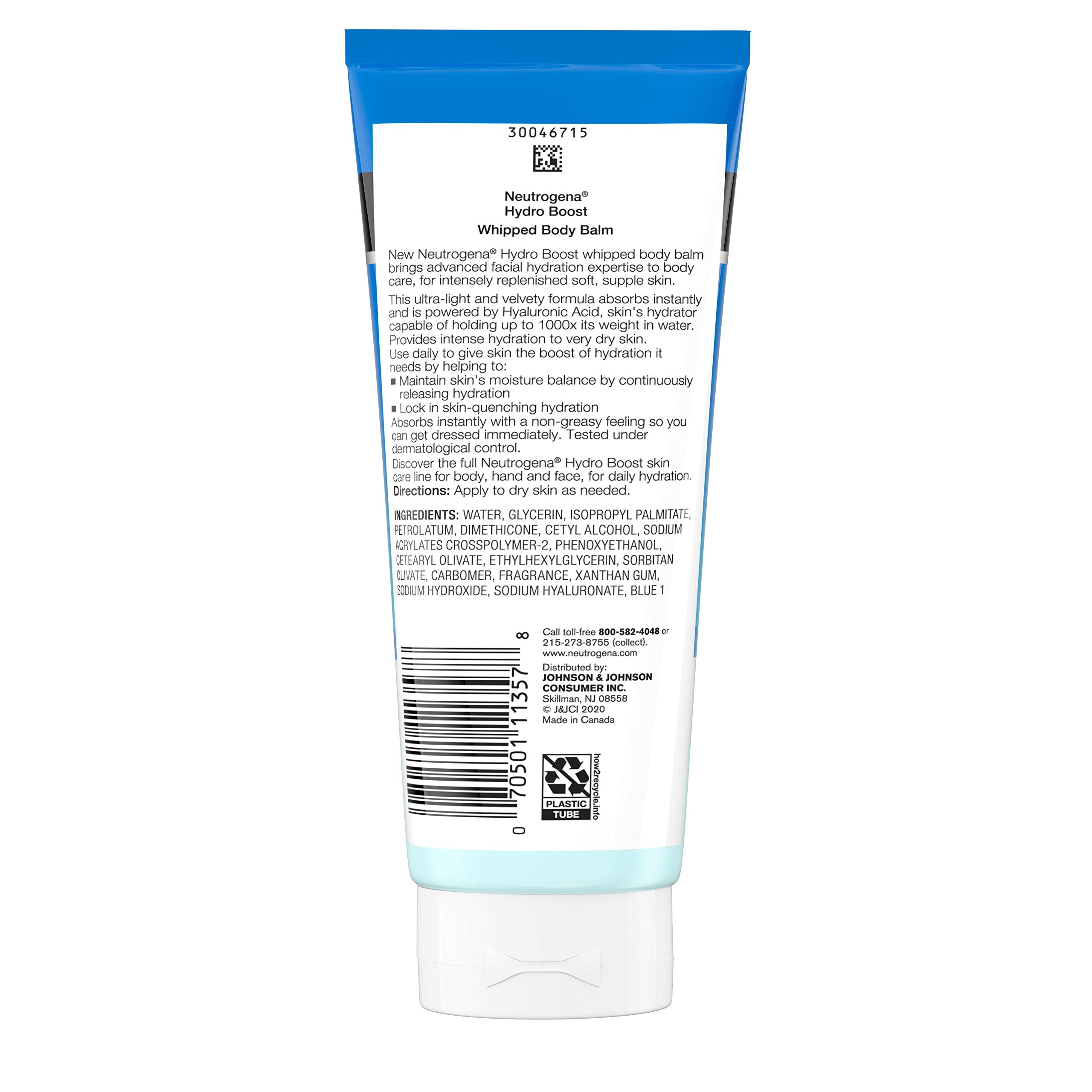 Neutrogena Hydro Boost Whipped Body Balm with Hydrating Hyaluronic Acid for Dry to Extra Dry Skin, Lightweight & Non-Greasy Daily Moisturizing Balm, 7 oz 1 ea (Pack of 3)