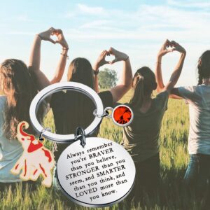 WSNANG Sorority Gift Finer Women Keychain Greek Sorority Jewelry Braver Stronger Smarter Than You Think Keychain (Red elephant Always)