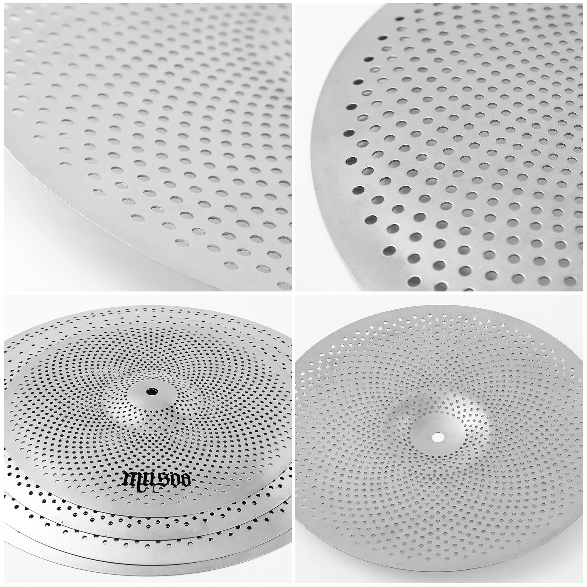 Musoo Low Volume Cymbal 60%-70% 14/16/18/20”Quiet Cymbals Set of 5 pcs for Practice