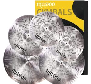 musoo low volume cymbal 60%-70% 14/16/18/20”quiet cymbals set of 5 pcs for practice