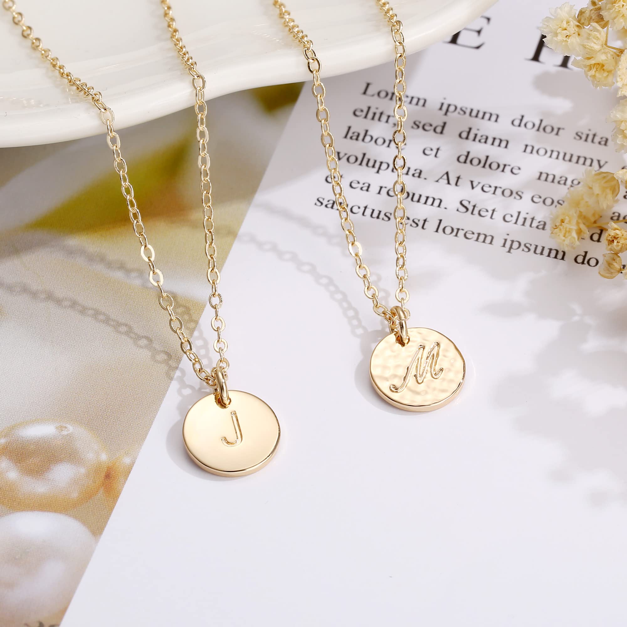 Hidepoo Dainty Disc Initial Necklaces for Women - 14K Gold Filled Disc Letter Necklace for Women Birthday Gifts Tiny Disc Initial Necklace for Women Gifts Jewelry Pendant A