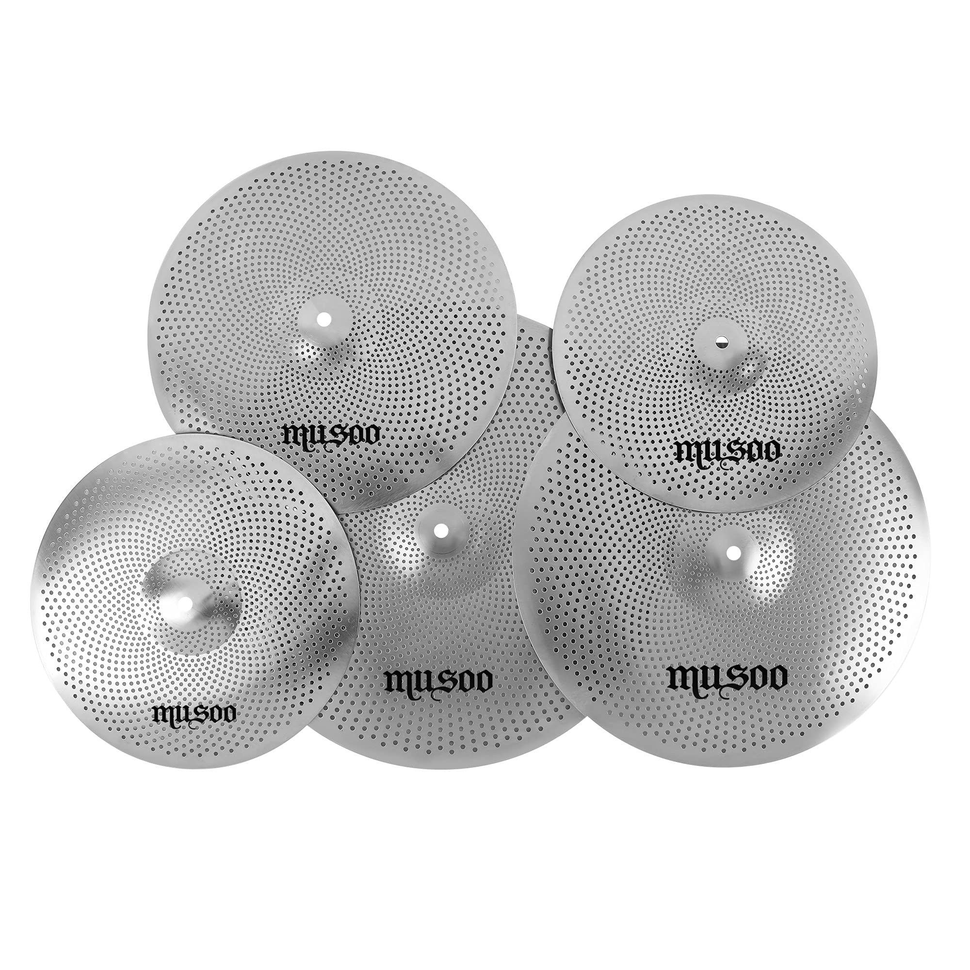 Musoo Low Volume Cymbal 60%-70% 14/16/18/20”Quiet Cymbals Set of 5 pcs for Practice