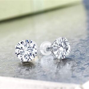 14K White Gold Forever Brilliant Moissanite from Charles & Colvard Stud Earrings | 3.80 Cttw | Round 8MM | Gold Earrings for Women