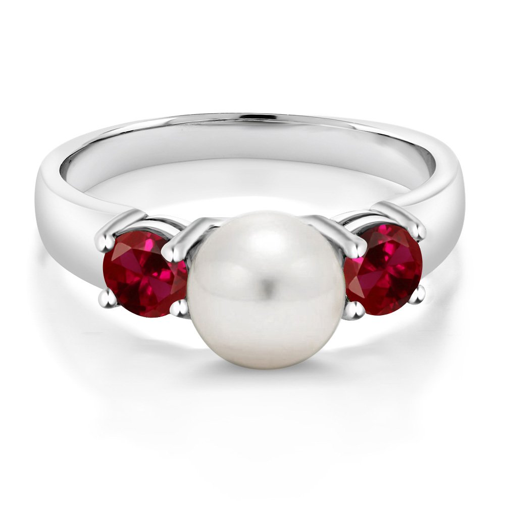 Gem Stone King Build Your Own Ring - Personalized Birthstone Ring in 925 Sterling Silver Freshwater Pearl Ring (Size 7)