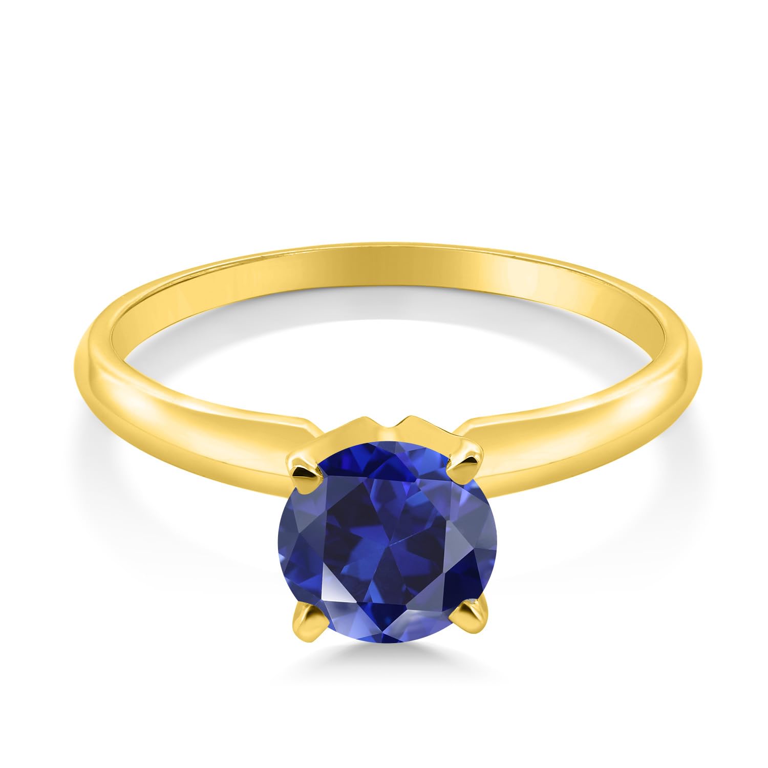 Gem Stone King 14K Yellow Gold 6MM Round Gemstone Birthstone Solitaire Engagement 4-Prong Ring | Wedding Anniversary Promise Gold Ring For Women Available In Size 5, 6, 7, 8, 9