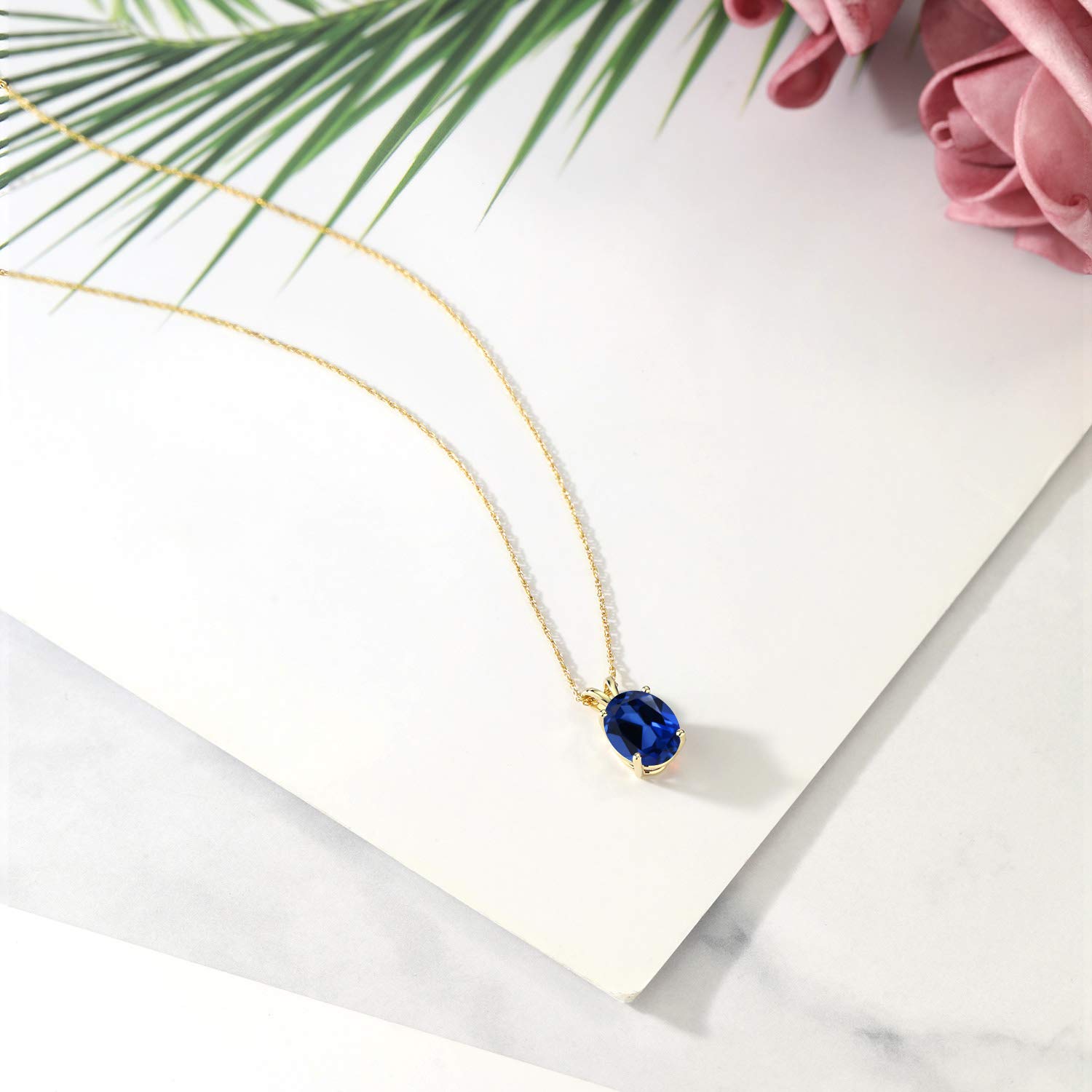 Gem Stone King 14K Yellow Gold 10X8MM Oval Gemstone Birthstone Pendant Necklace | Gold Necklace For Women | With 18 Inch Chain