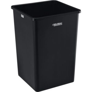 global industrial square plastic garbage can, black, 35 gallon