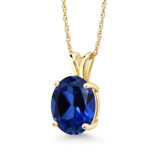 gem stone king 14k yellow gold 10x8mm oval gemstone birthstone pendant necklace | gold necklace for women | with 18 inch chain